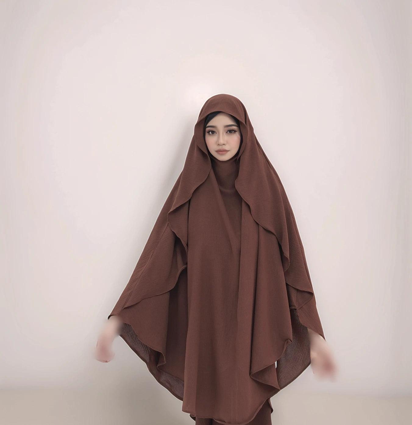 Habibi One-Layer Crepe Cape Khimar | Modest Maxi Scarf -COFFEE ...